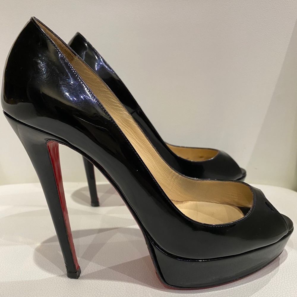 Christian Louboutin Peep Toe Platform Patton Pump - Gem